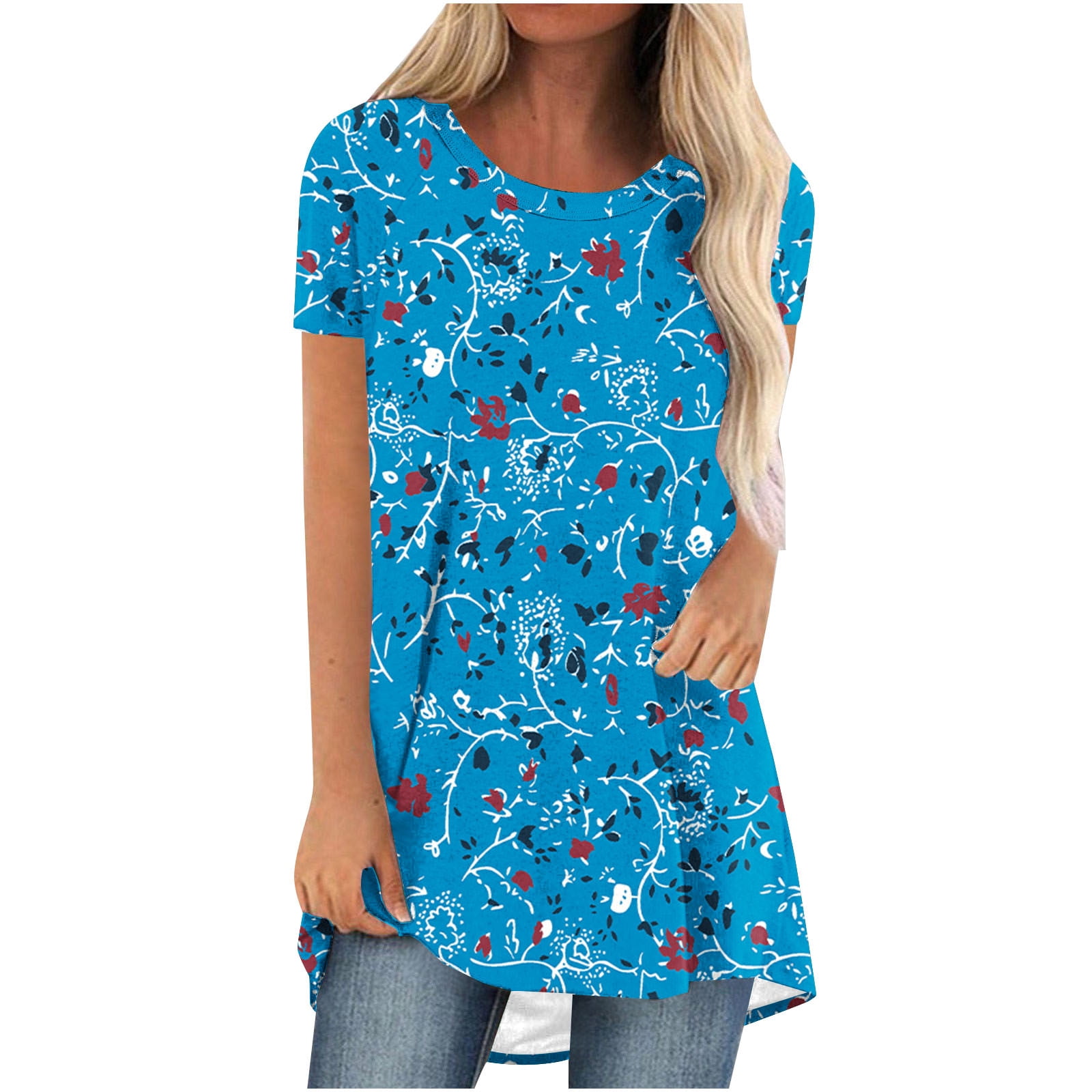 Click here for Pompotops Womens Summer Round Neck Loose Tops Casu... prices