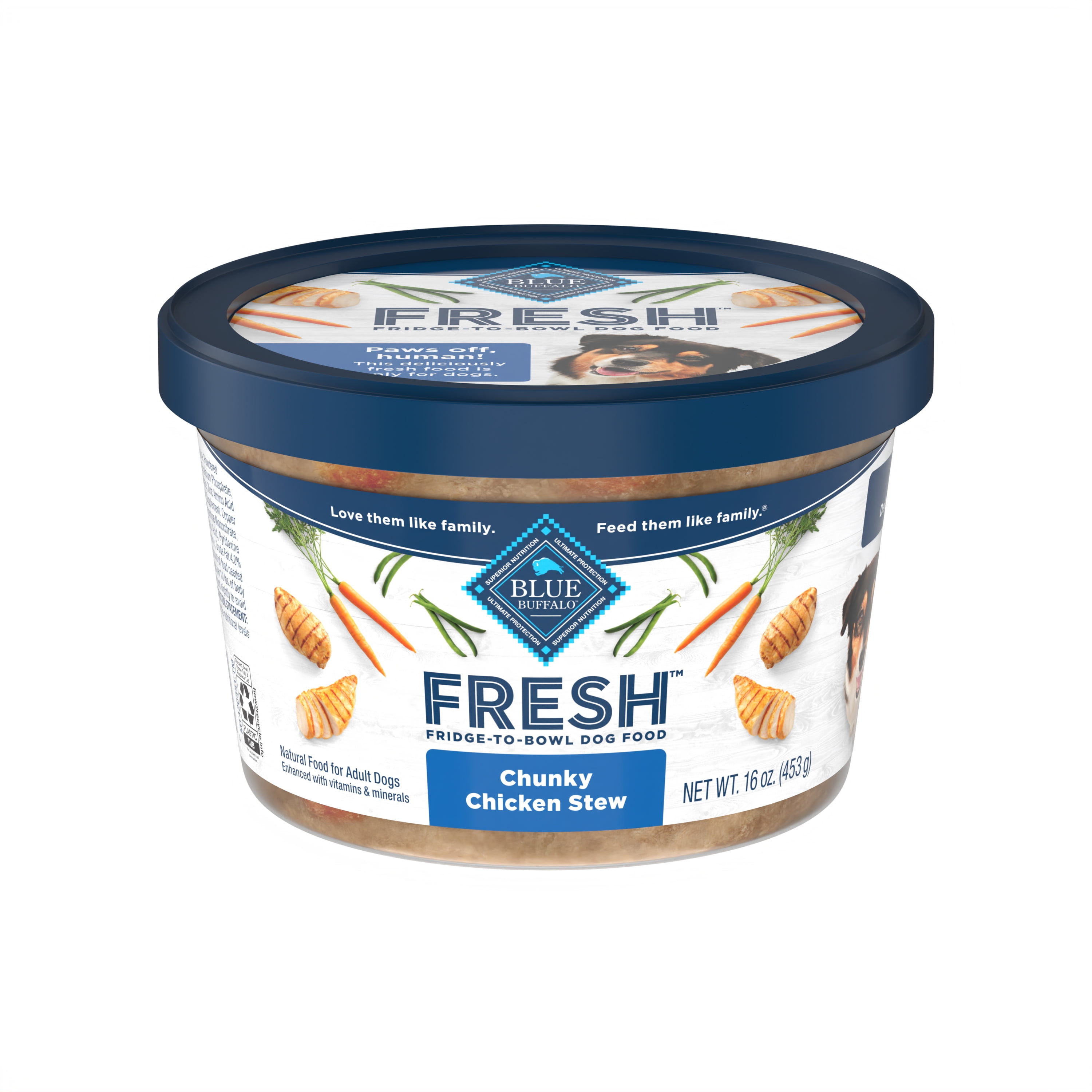 Blue Buffalo Fresh Dog Food, Chunky Chicken Stew, 16 oz tub - Walmart.com