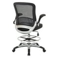 Office Star Products Mesh Back Drafting Chair with Black Faux Leather ...