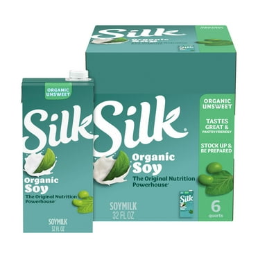 Silk Organic Unsweetened Soy Milk, Dairy-Free, Vegan, Non-GMO, 32 Fl Oz ...