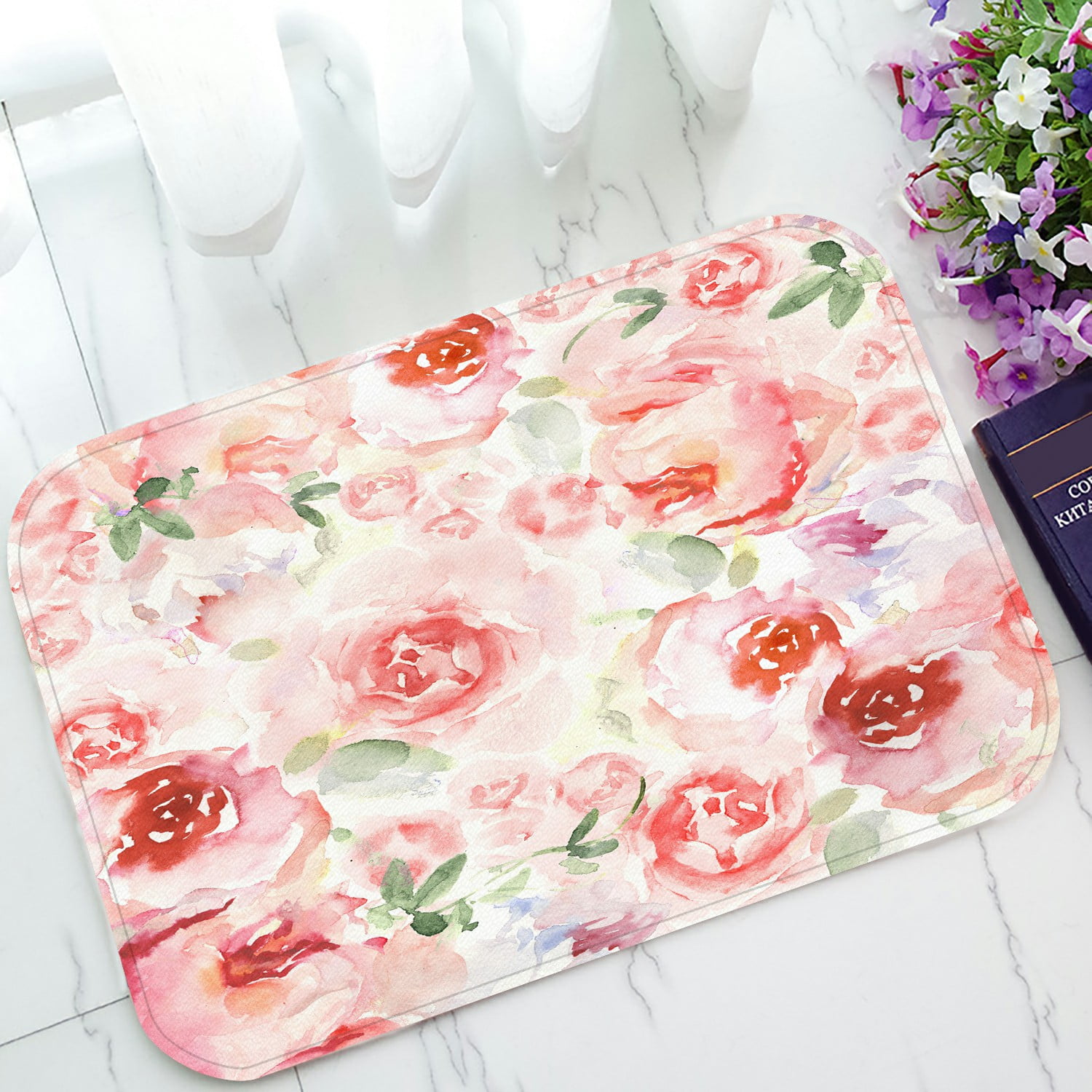 ABPHQTO Watercolor Flower Floral Doormat Entrance Rug Area Rug Floor ...