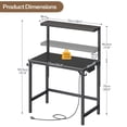 Black Computer Desk With Built-In Power Outlet, Adjustable Monitor ...