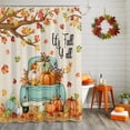 Bathroom Shower Curtain Thanksgiving Pumpkin Fall Orange Maple Leaves ...