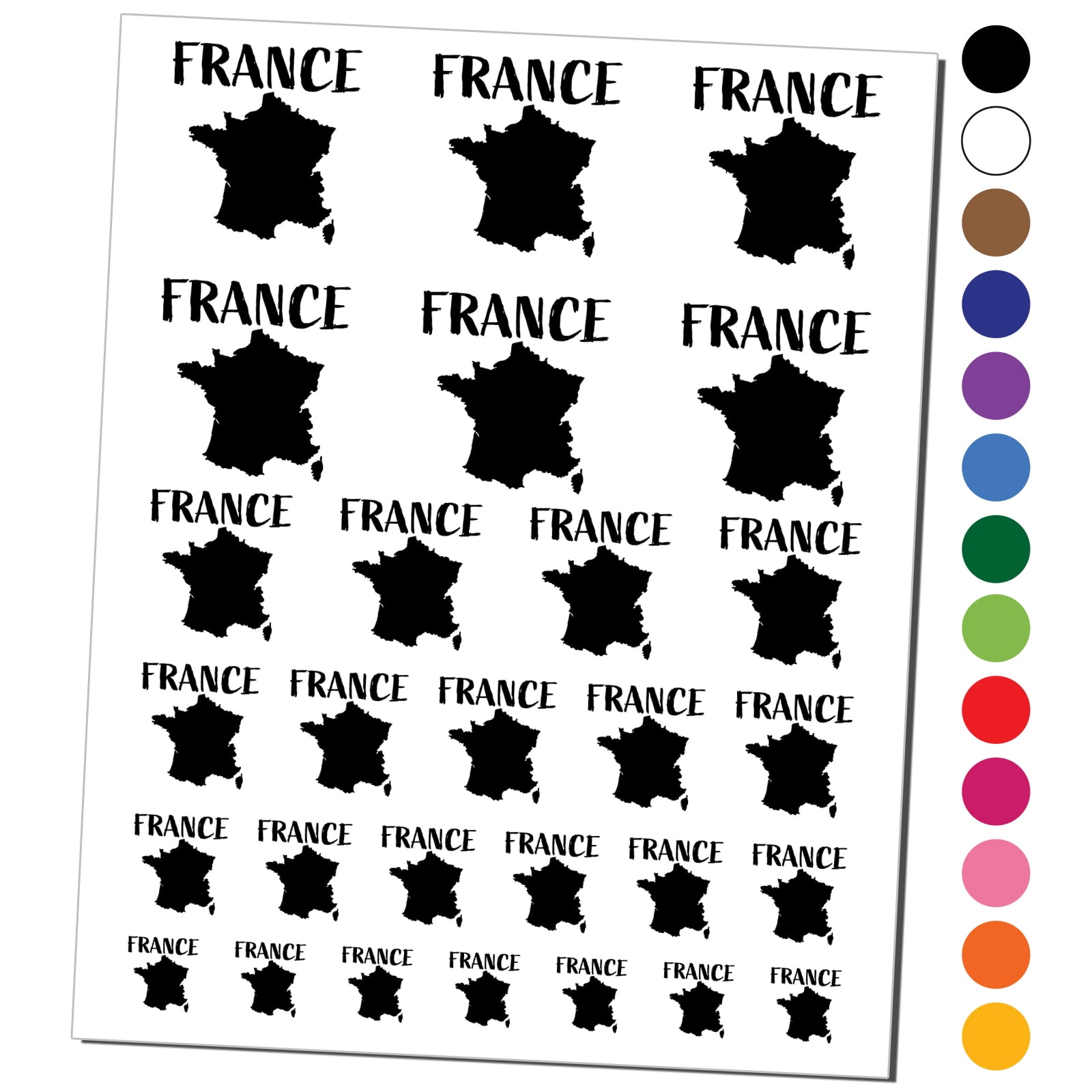 France Country Solid with Text Water Resistant Temporary Tattoo Set ...