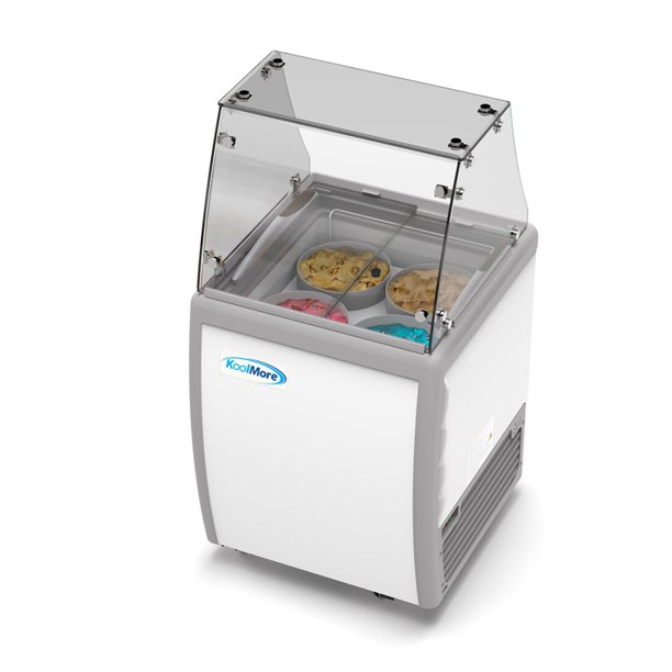 26 in. 4 Tub Ice Cream Dipping Cabinet Freezer with Sneeze Guard - 6 cu ...