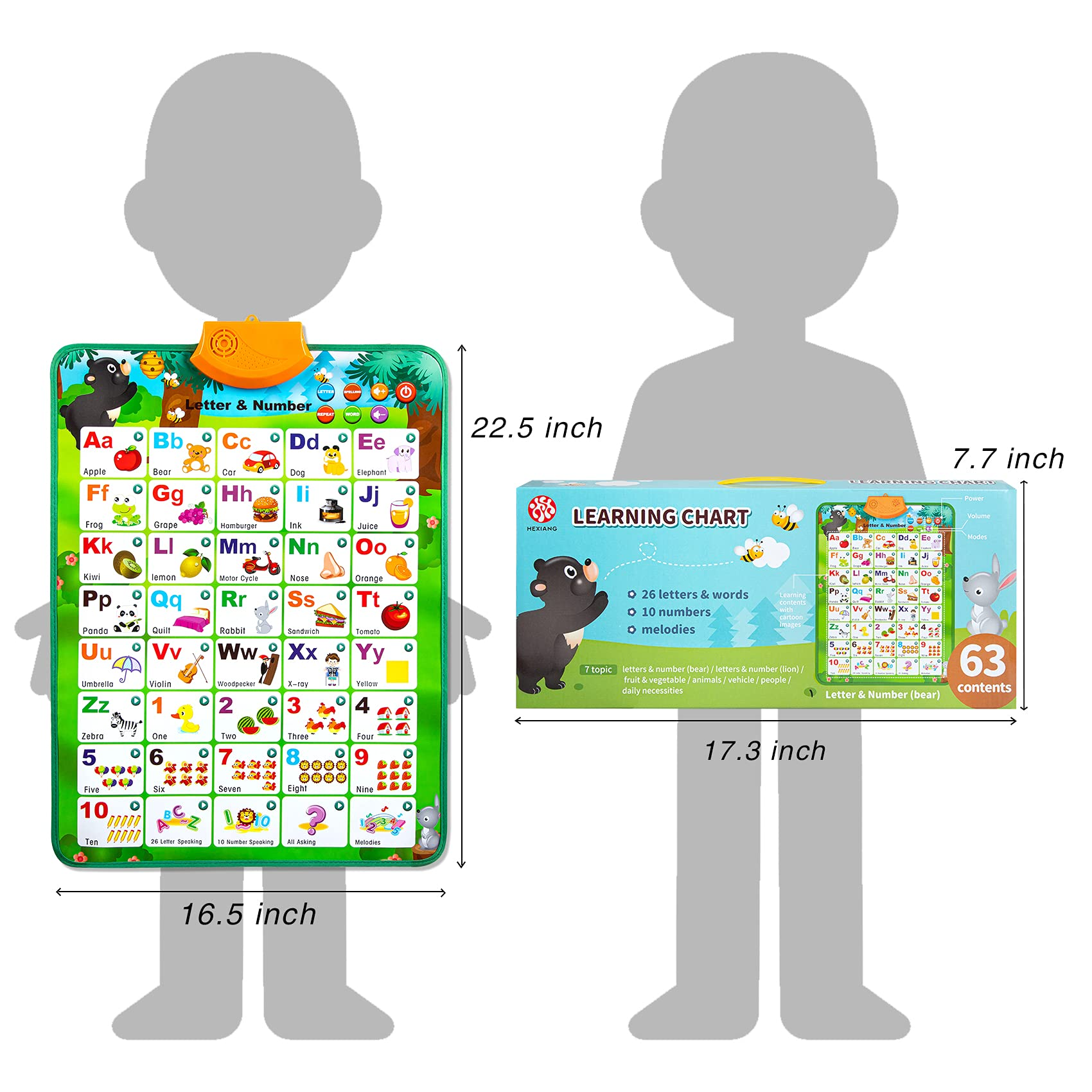 Buy Interactive Alphabet Wall Chart, Learning & Education Toy for Kids ...