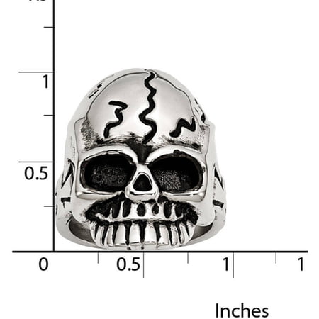 Jewelrypot - Stainless Steel Polished and Antiqued Skull Ring ...