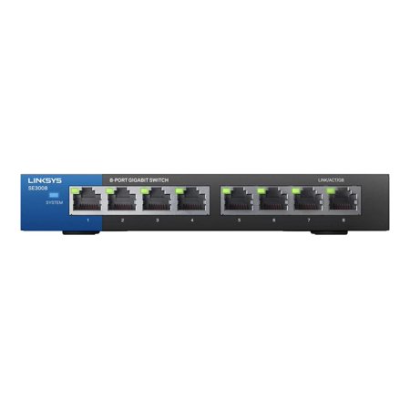 Linksys SE3008 - Switch - unmanaged - 8 x 10/100/1000 - desktop, wall ...