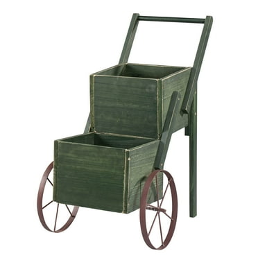 Alpine Corporation Wooden Garden Cart Display with Wheels - Walmart.com