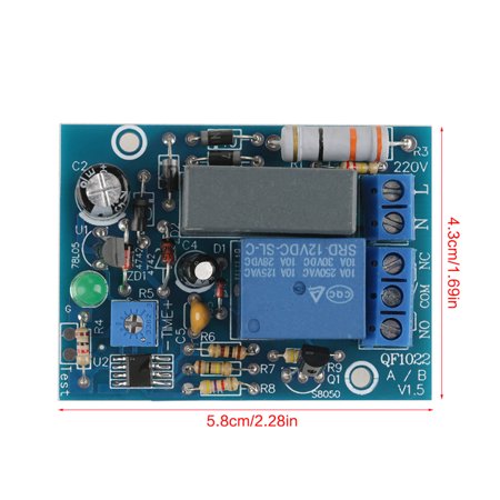 Time Delay Relay Module, 10A250VAC/10A30VDC Stable Timer Module, Adjustable For Time Delay ...