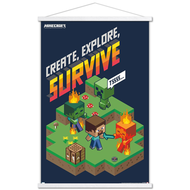 Minecraft - Create, Explore, Survive 2 Wall Poster with Magnetic Frame ...