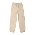Guobioziy Girls Casual Elastic High Waist Pockets Cargo Pants Joggers