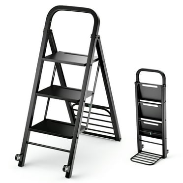 Goplus Folding Step Ladder Portable 4 Step Ladder with Safety Handrails ...
