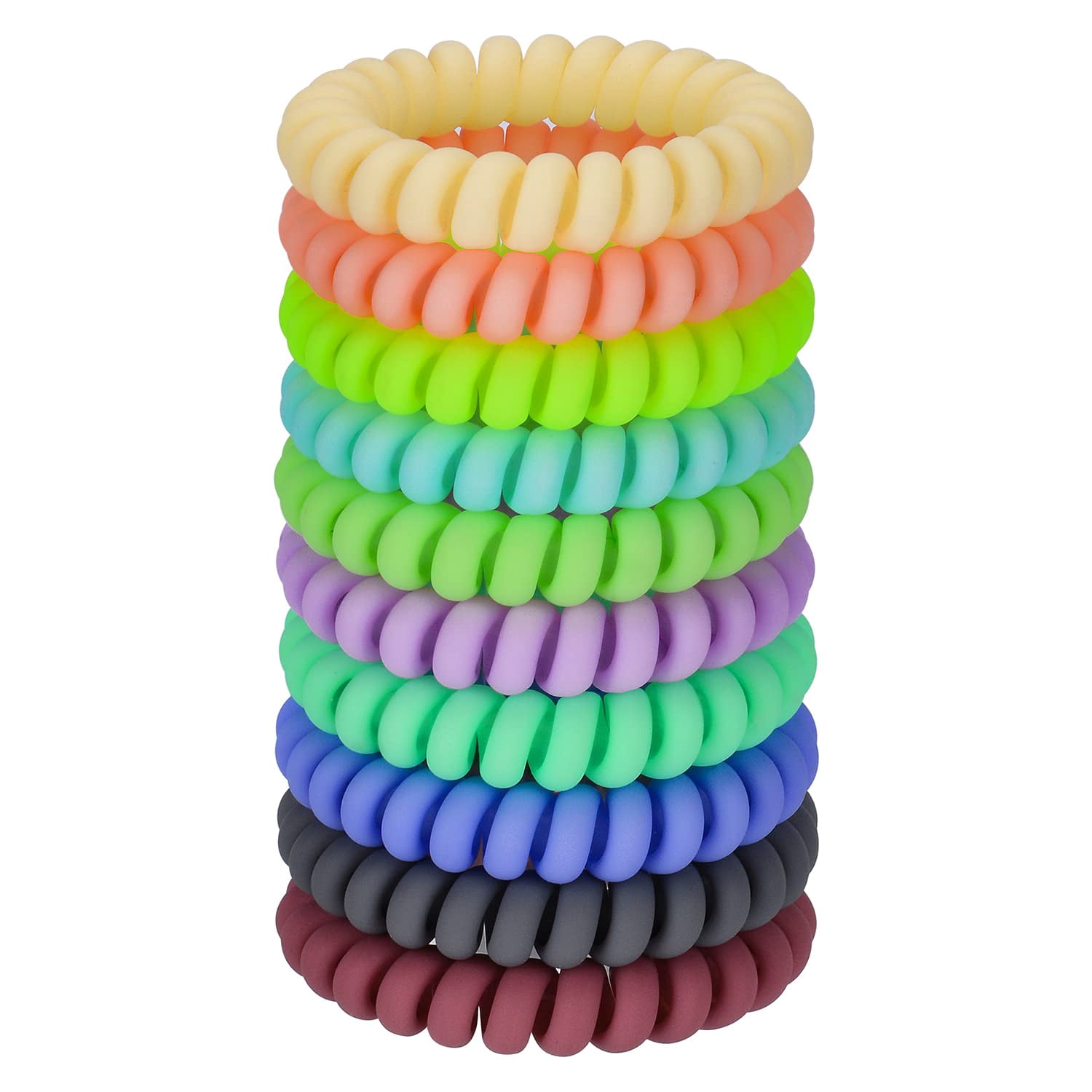 JessLab Spiral Hair Ties, 10 Pcs Plastic Coil Gentle Elastic Ponytail ...