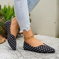 Bkhluea Women Polka Dot Notch Pointed Toe Slip On Ballet Flats Metal ...