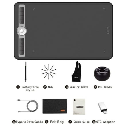 BOSTO T1060 10 x 6 Inch Digital Art Graphic Drawing Tablet with Battery ...