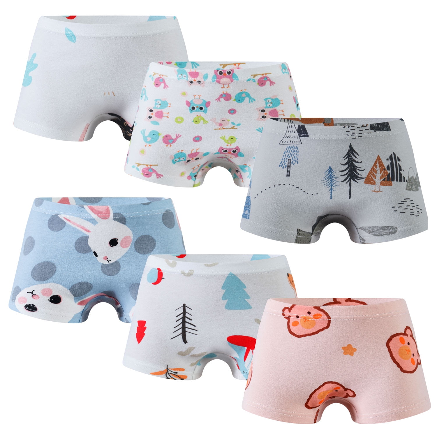 ASUDESIRE Little Girls' Shorts Panties Boyshort 6 Pack Soft 100% Cotton ...