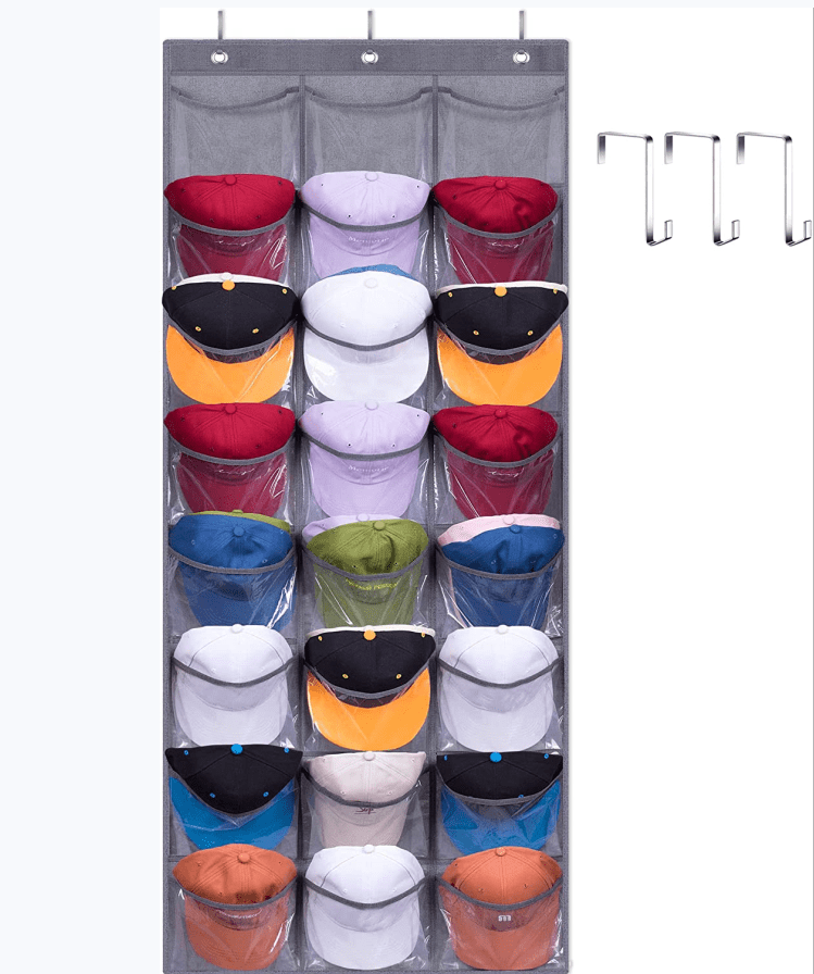 Topboutique Hat Rack Cap Organizer, 24 Deep Mesh Pockets Hat Storage ...