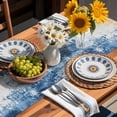 Abstract Mottled Texture Table Runner, Yellow Blue Painting Cotton ...