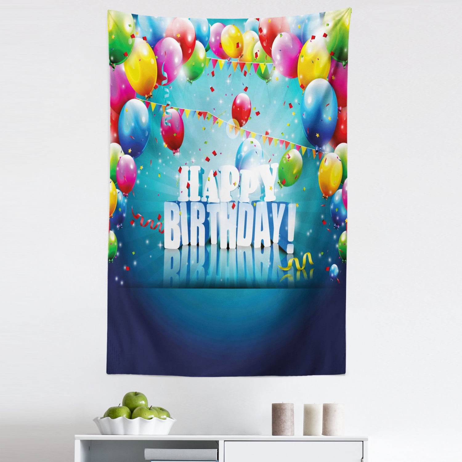 Birthday Tapestry, Realistic Design in 3D Style Text Vibrant Colorful ...