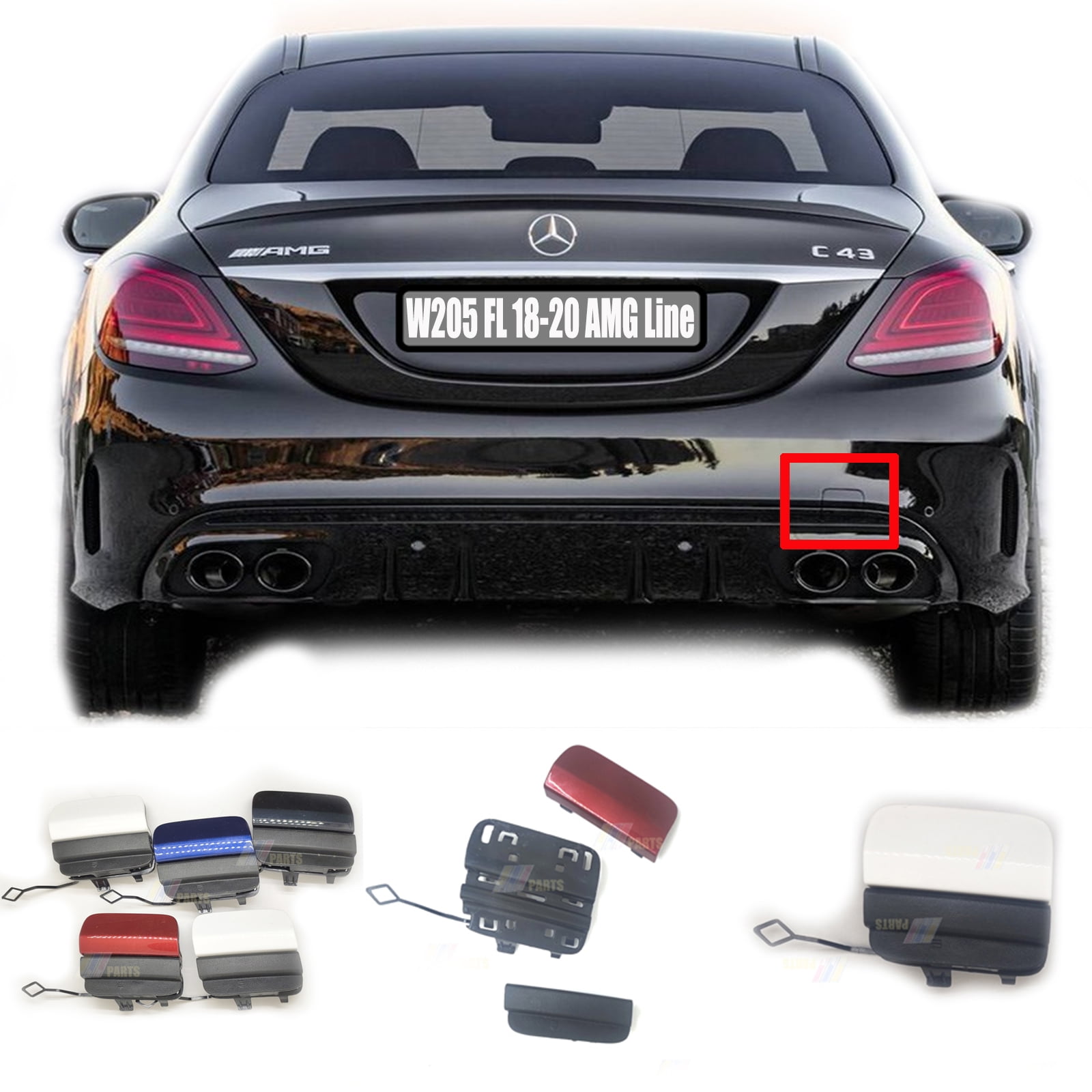 Trimla 3in1 Rear Tow Cover for Mercedes Benz C class W205 Facelift AMG ...