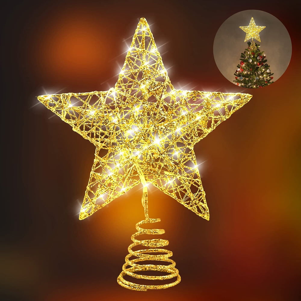 DYstyle Christmas Star Tree Toppers Glitter Christmas Tree Top Star ...