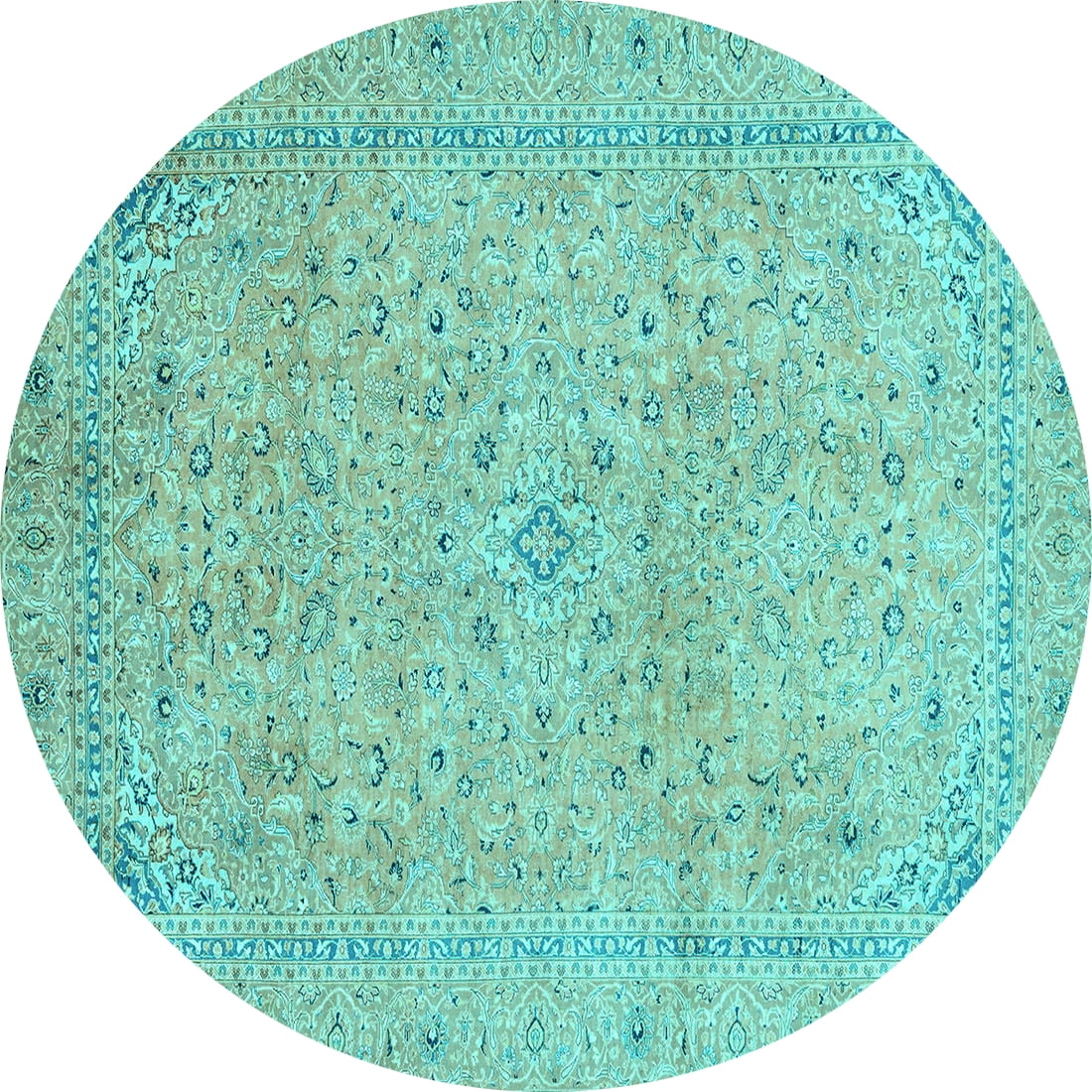 Ahgly Company Indoor Round Abstract Light Blue Modern Area Rugs, 8 ...