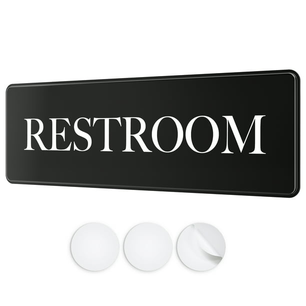 ASSURED SIGNS Restroom Sign for Door or Wall | 9 by 3" | Black Acrylic ...