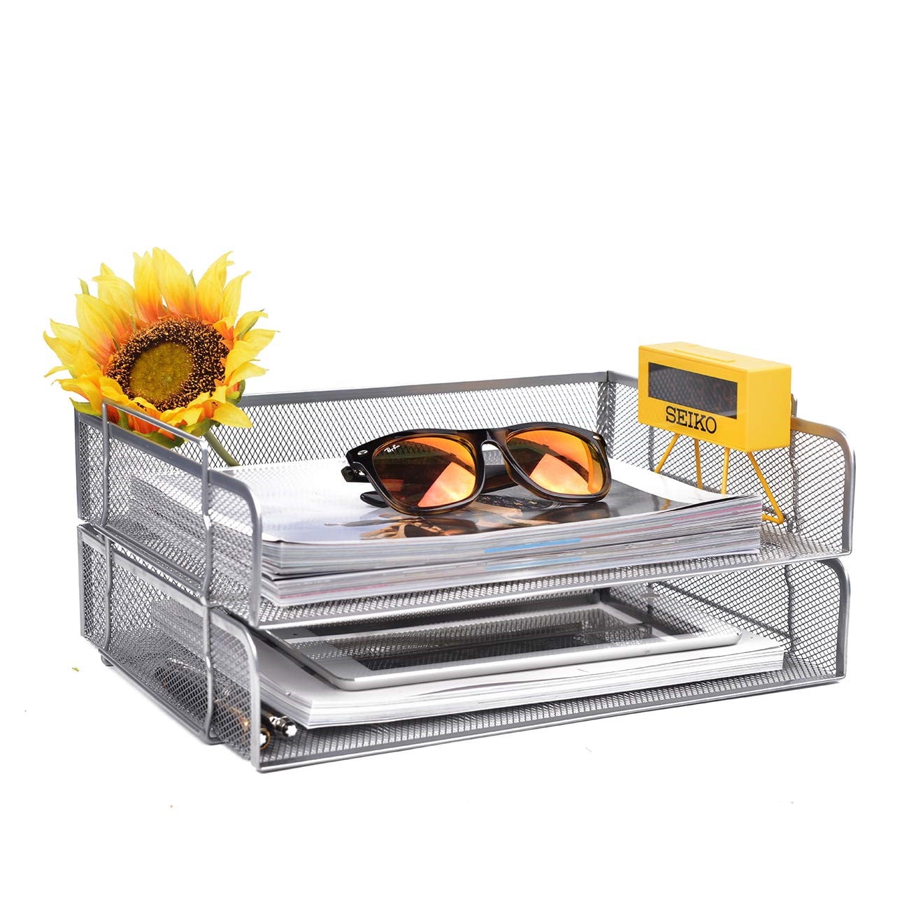 Pro Space Stackable File Trays Metal Mesh Desk Organizers for Home ...