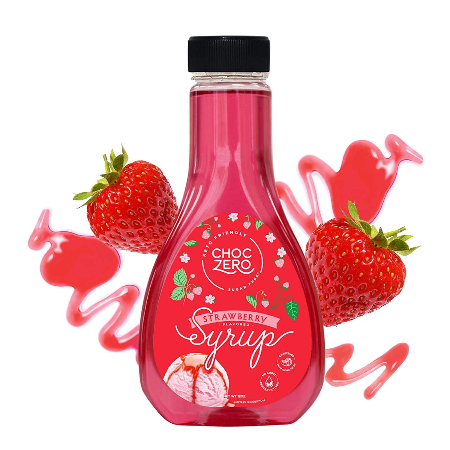 ChocZero's Strawberry Sugar-Free Syrup. Low Carb (1 Gram Net Carb), No ...