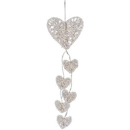 Wall Hanging Wicker Hearts Led String Lights Battery Operated Rattan ...