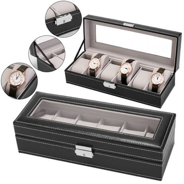 Engravable Single Extra Large Watch Box Wood Black - Walmart.com