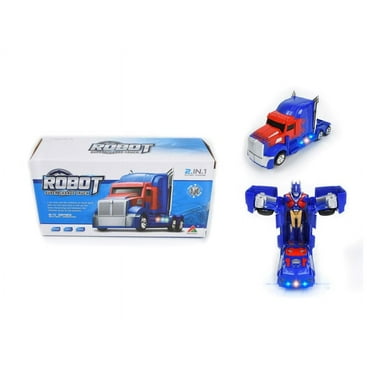 9" Transforming Robot Truck- 2 in 1 Lights Sound- Bump n Go Action Red ...