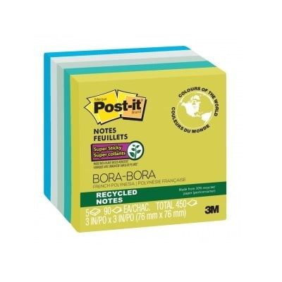 NOTES POST IT SUPER STICKY 3X3 BORA BORA COLLECTION | Walmart Canada