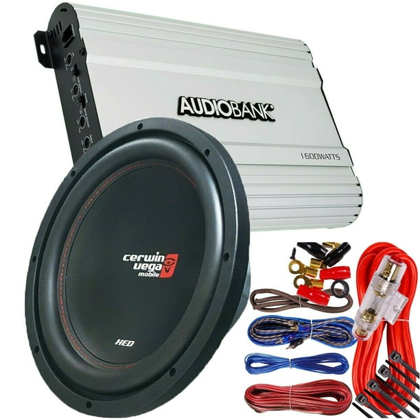 CERWIN-VEGA XED12V2 1000W 12" Subwoofer + Audiobank P1601 Amplifier + 8 Ga Kit Bundle - Walmart.com