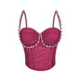 2026 New European and American Style Women's Pink Mesh Pearl Rhinestone ...