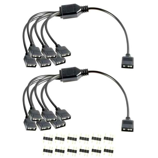 shiyou-2 Pcs ARGB Extension Cable, 5V 3Pin 1 to 6 Addressable RGB ...