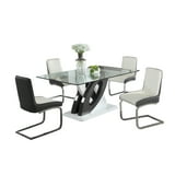 Chintaly Modern Dining Set w/ Glass Table & 2-Tone Chairs - Walmart.com
