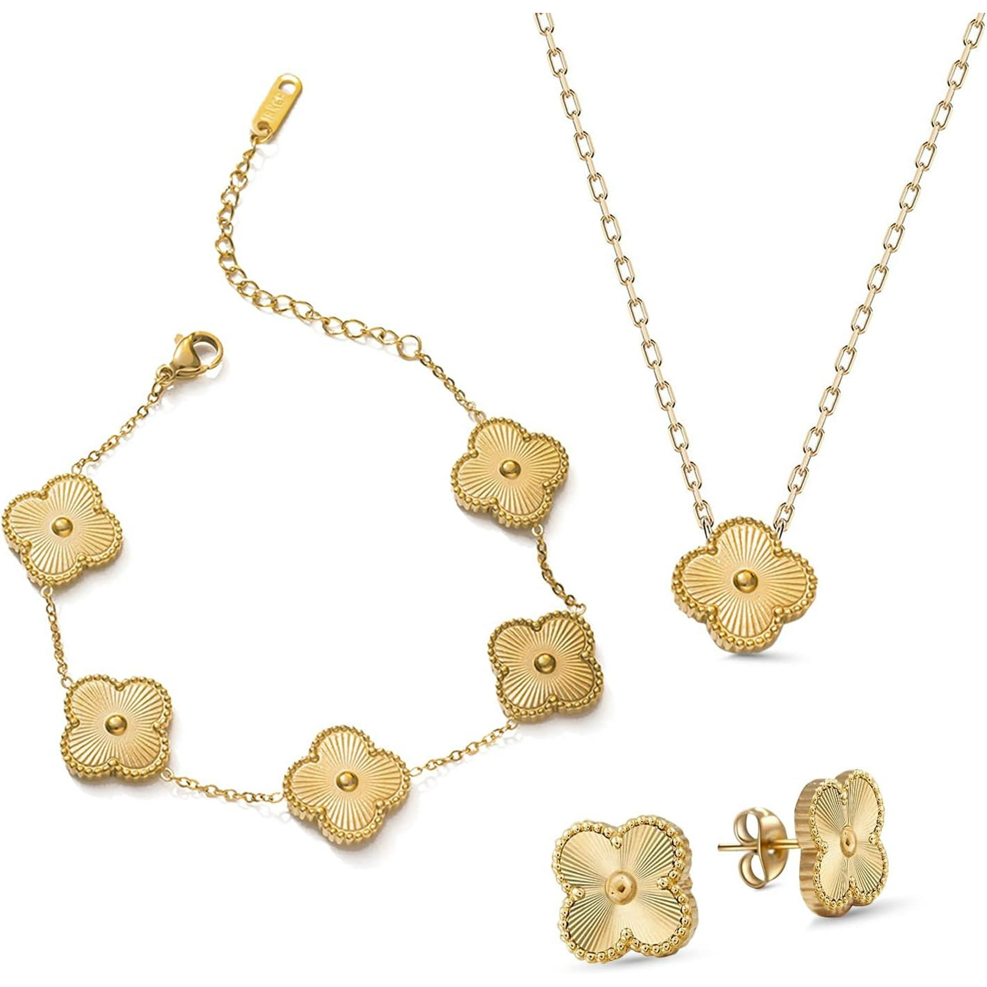 Click here for Laicaiw Lucky Four Leaf Clover Jewelry Set  18k Go... prices