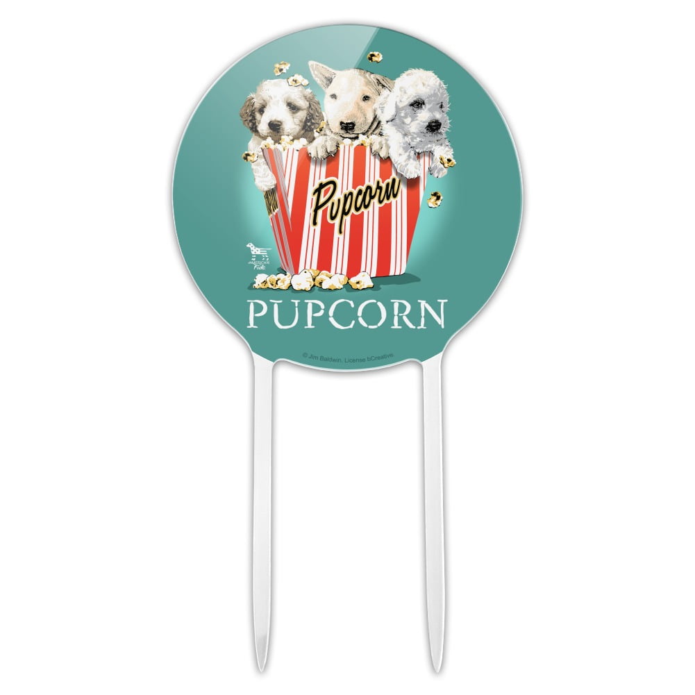 Acrylic Pupcorn Movie Theater Popcorn Dogs Humor Funny Cake Topper ...