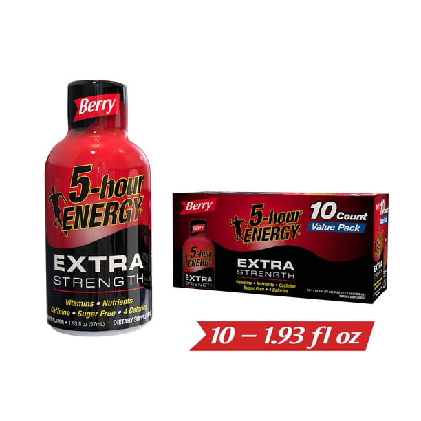 5-hour ENERGY Shot, Extra Strength, Berry, 1.93 oz, 10 count - Walmart ...