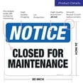 Closed For Maintenance Sign, OSHA Notice Sign, - Walmart.com