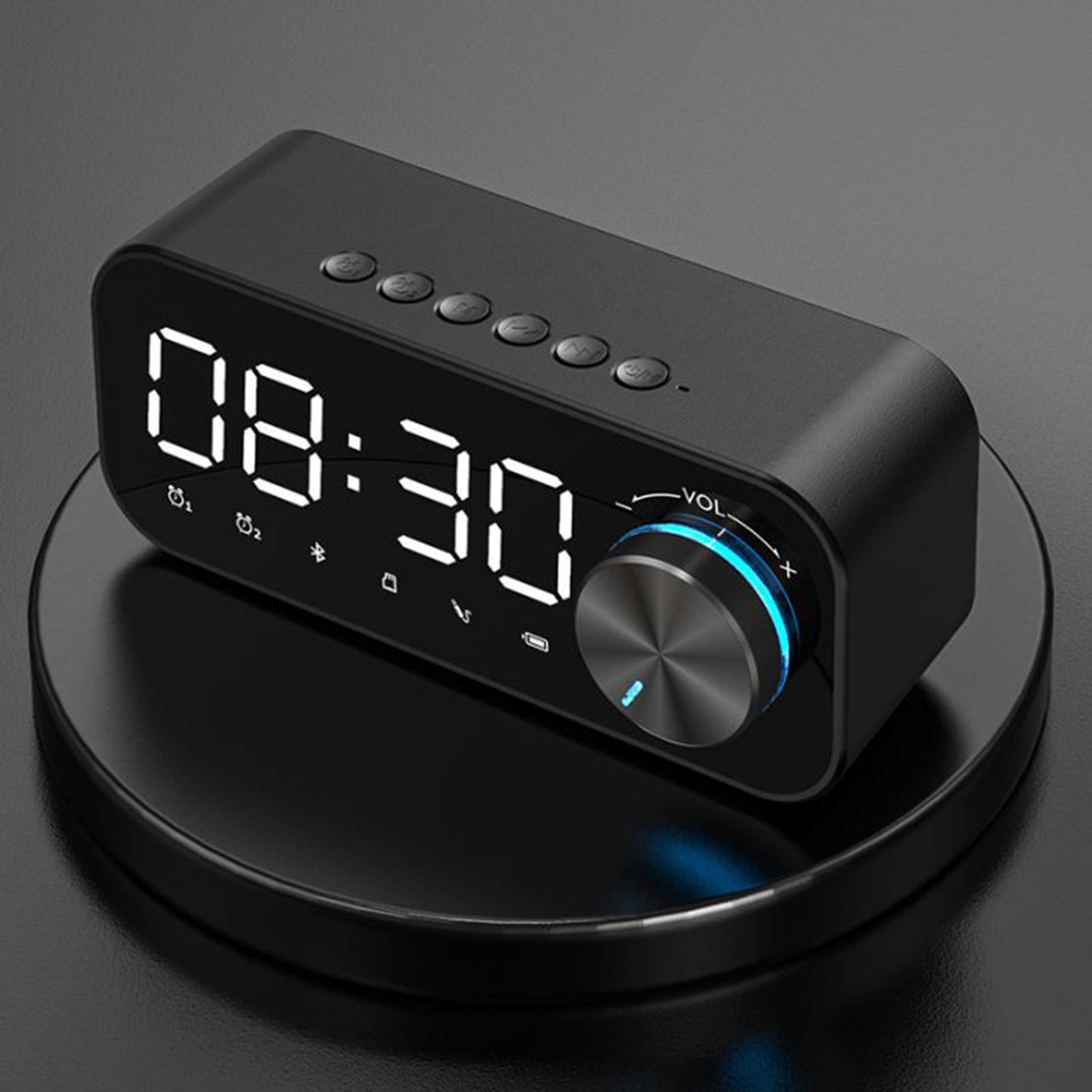 Digital Display Alarm Clock Bluetooth Speaker LED Wireless Subwoofer ...