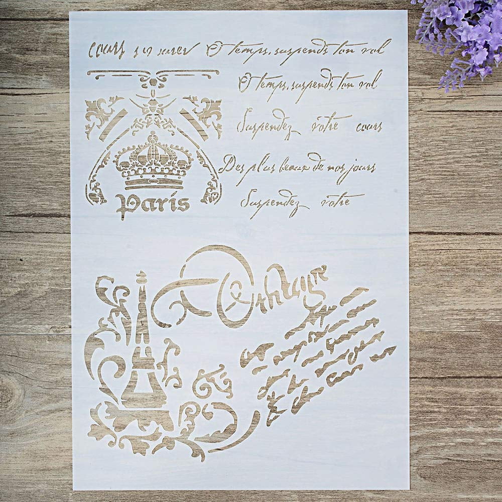 DIY Decorative French Script Stencil Template for Painting on Walls ...