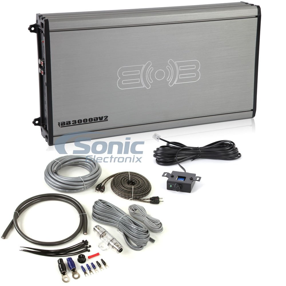 Belva BB3000Dv2 Monoblock Amplifier w/ Complete 4 AWG Amp Kit 1800W RMS ...