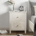 2-Drawer Carved Wood Nightstand, White w/ Distressed Finish – Bedside ...