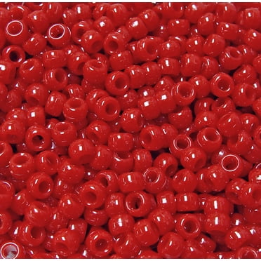 BeadTin Red Opaque 9mm Barrel Pony Beads (500pc) - Walmart.com