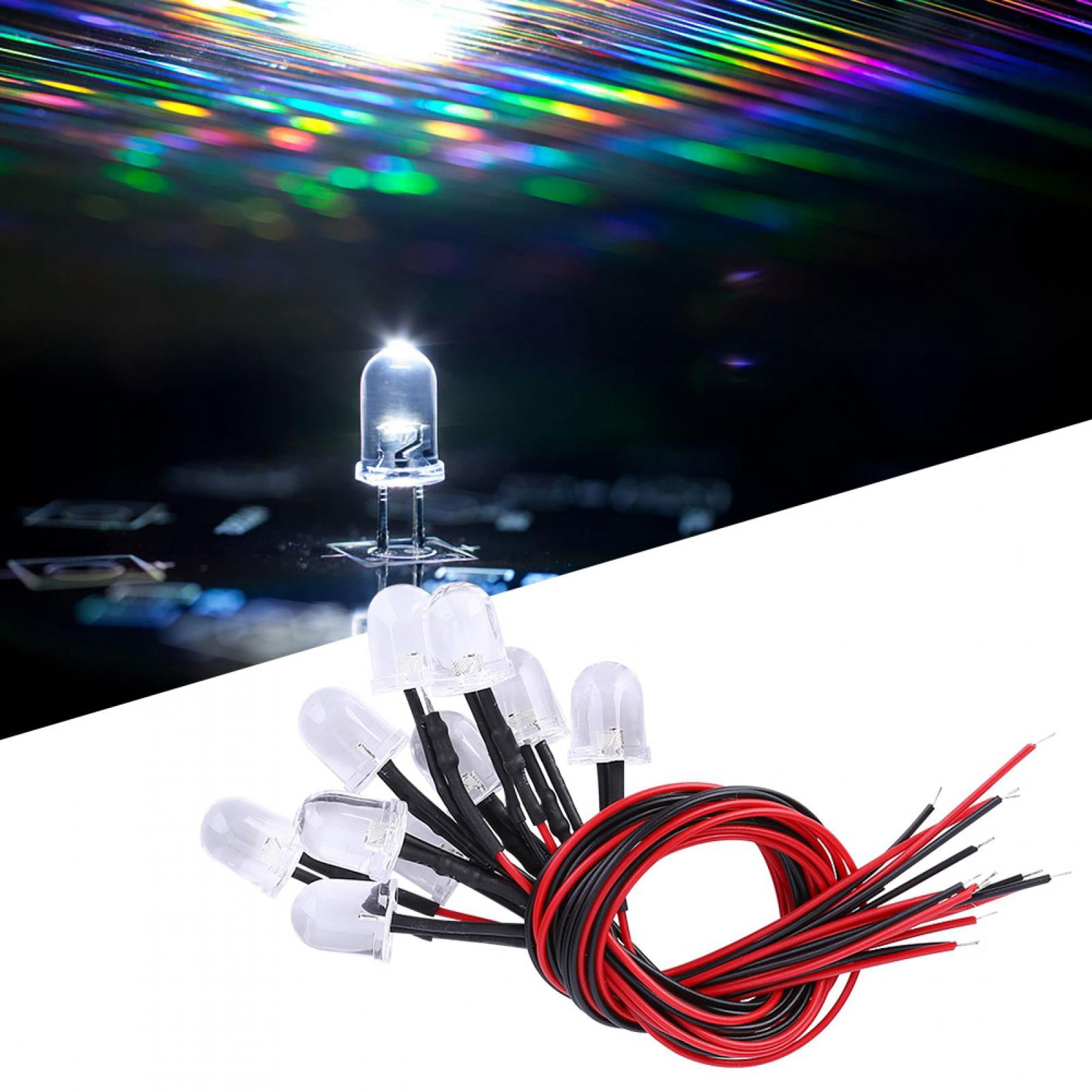 Diodo LED con cable, 50 piezas 12 V LED precomponente electrónico diodo ...
