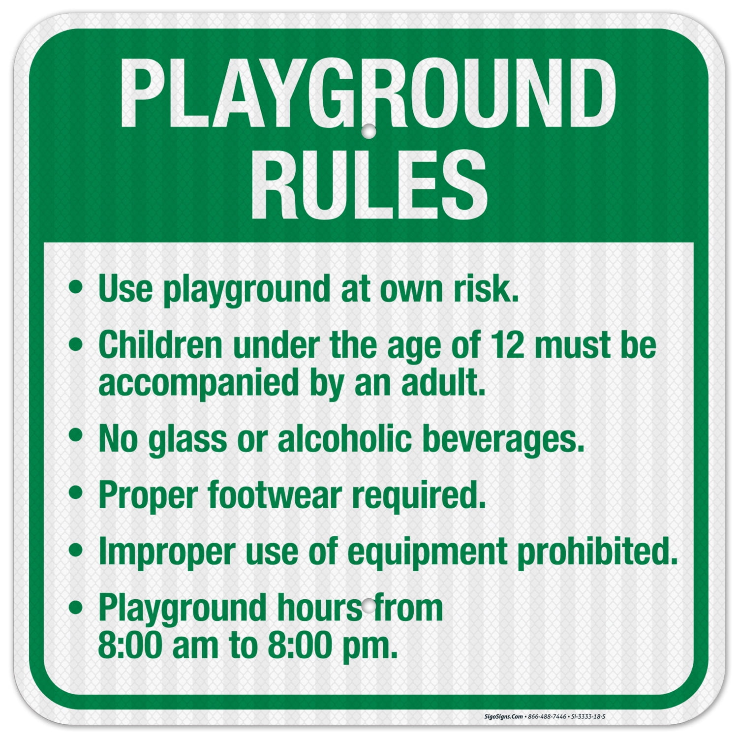 Playground Rules Sign, Use Playground At Own Risk Sign, - Walmart.com