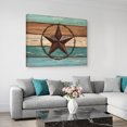 Barn Star Canvas Print Wall Art, Turquoise Wood Grain American ...